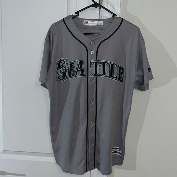 Majestic | Shirts & Tops | Sewn Coolbase Seattle Mariners Gray Away ...